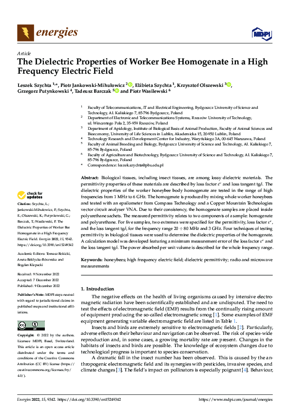 (PDF) The Dielectric Properties of Worker Bee Homogenate in a High ...