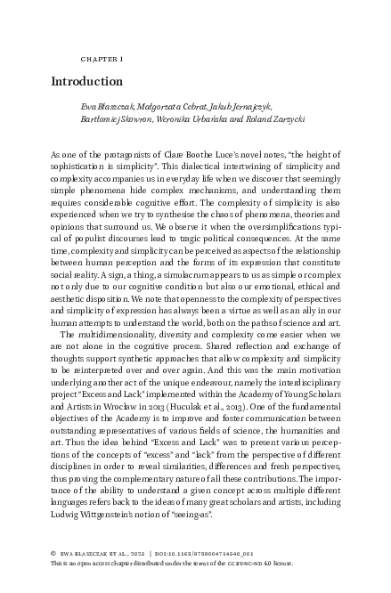 (PDF) Introduction to Complexity and Simplicity