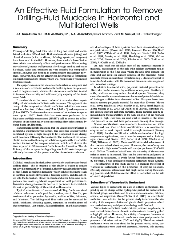 (PDF) An Effective Fluid Formulation to Remove Drilling-Fluid MudCake ...