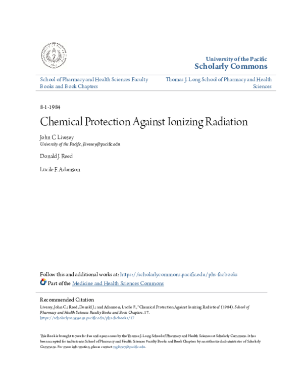 (PDF) Chemical Protection against Ionizing Radiation