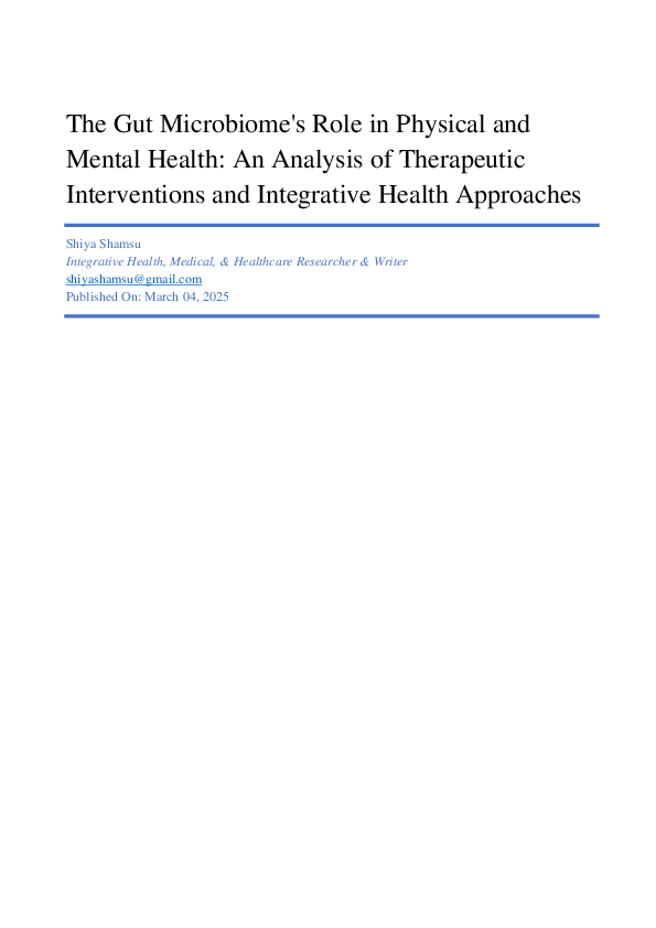 (PDF) The Gut Microbiome's Role in Physical and Mental Health: An ...