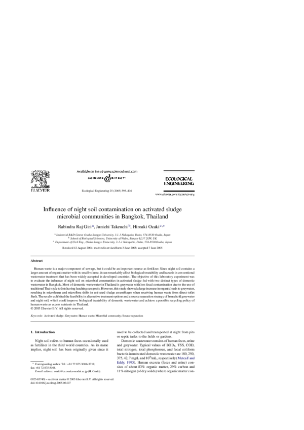(PDF) Influence of night soil contamination on activated sludge ...