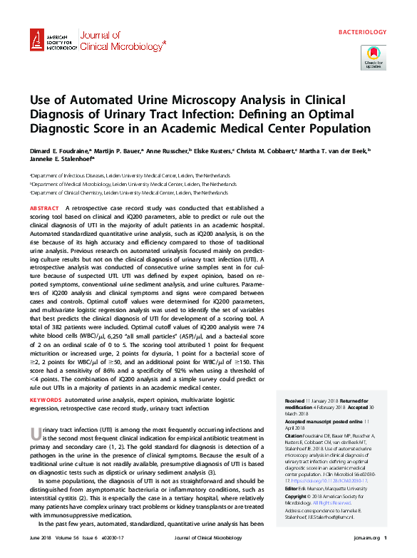 (PDF) Use of Automated Urine Microscopy Analysis in Clinical Diagnosis ...