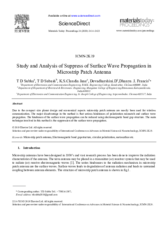 (PDF) Study and Analysis of Suppress of Surface Wave Propagation in ...