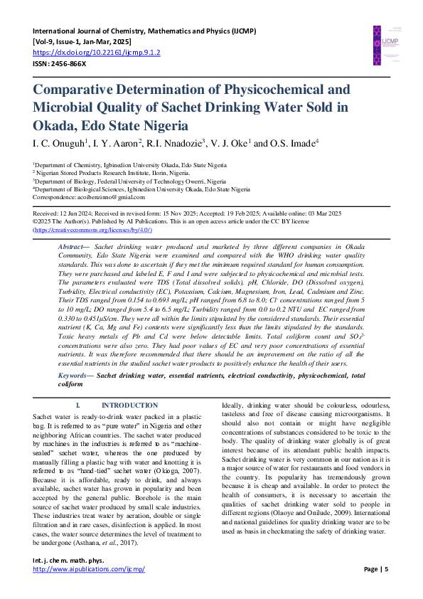(PDF) Comparative Determination of Physicochemical and Microbial ...