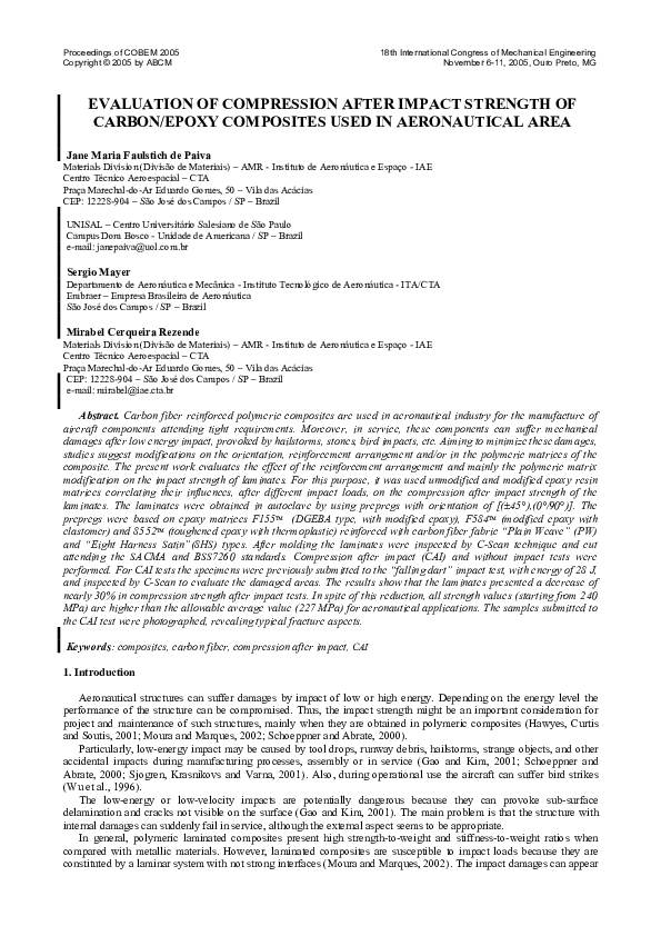 (PDF) Evaluation of Compression After Impact Strength of Carbon/Epoxy ...