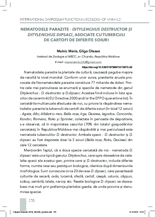 (PDF) Nematodele parazite - Ditylenchus Destructor și D. dipsaci ...