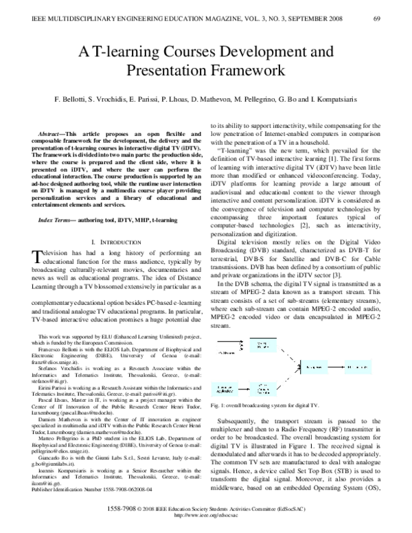 (PDF) A T-learning Courses Development and Presentation Framework