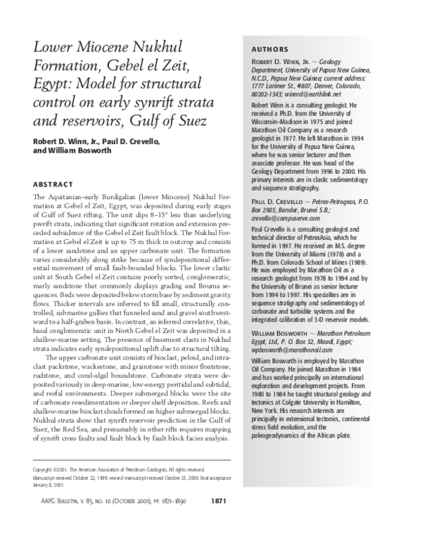 (PDF) Lower Miocene Nukhul Formation, Gebel el Zeit, Egypt: Model for ...