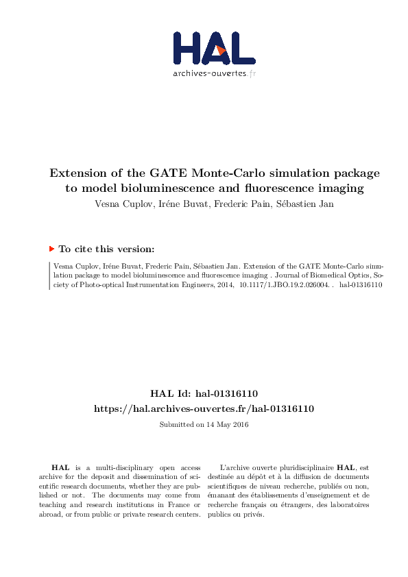 (PDF) Extension of the GATE Monte-Carlo simulation package to model ...
