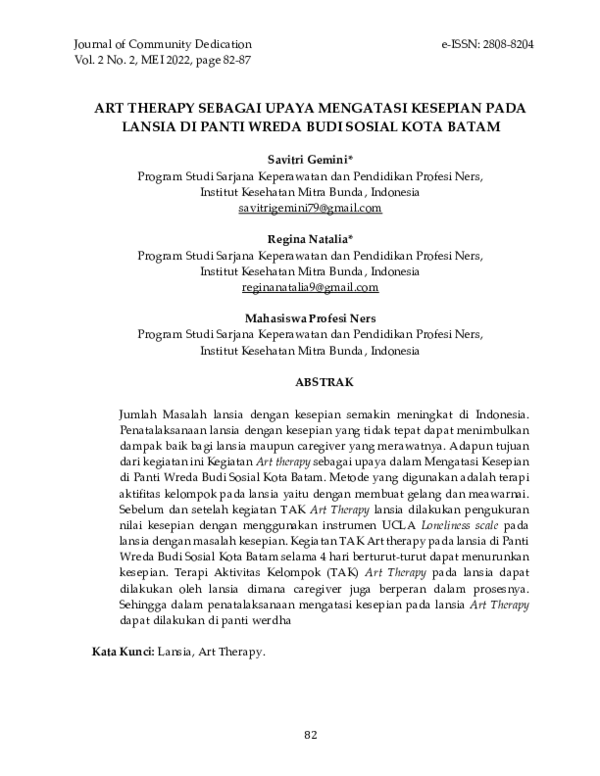 (PDF) Jurnal Pengmas ART TERAPI