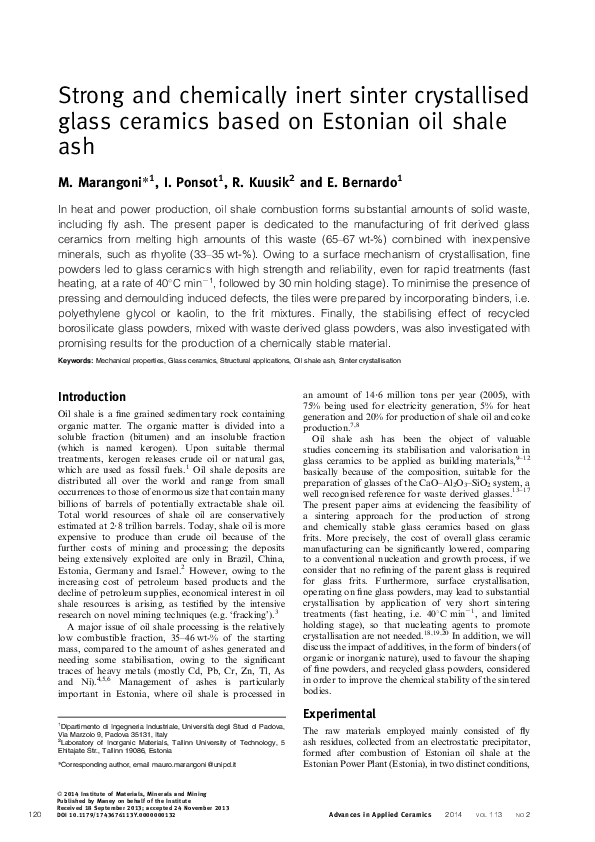 (PDF) Strong and chemically inert sinter crystallised glass ceramics ...