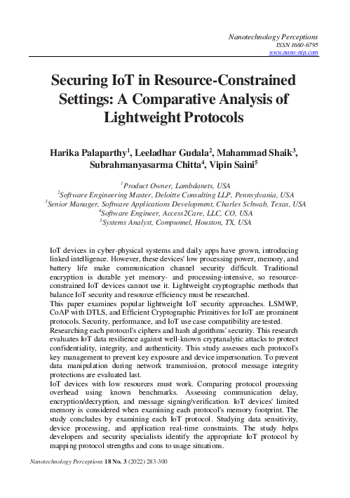 (PDF) Securing IoT in Resource-Constrained Settings: A Comparative ...