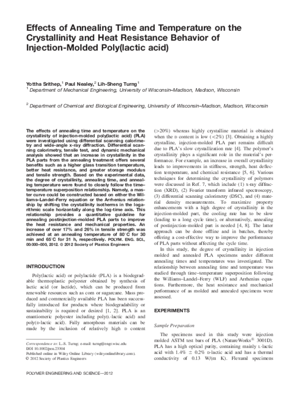 (PDF) Effects of annealing time and temperature on the crystallinity ...