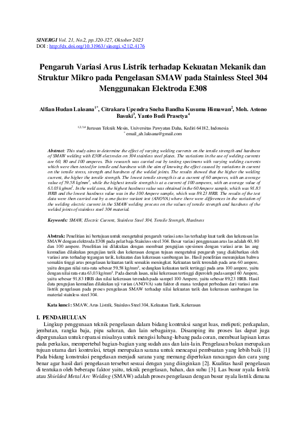 (PDF) Pengaruh Variasi Arus Listrik pada Pengelasan SMAW Material ...