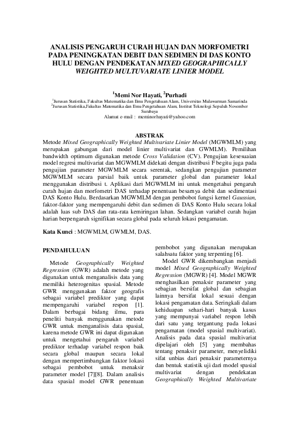 (PDF) Analisis Pengaruh Curah Hujan Dan Morfometri Pada Peningkatan ...