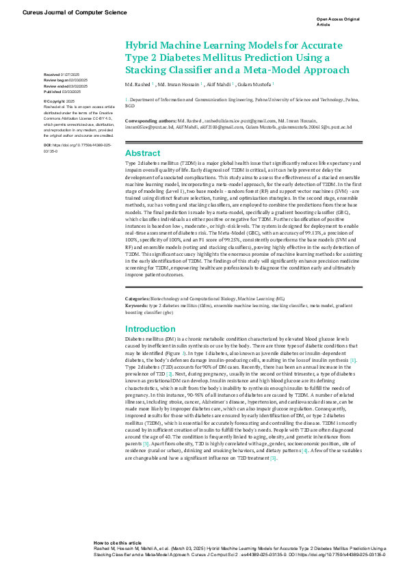 (PDF) Hybrid Machine Learning Models for Accurate Type 2 Diabetes ...