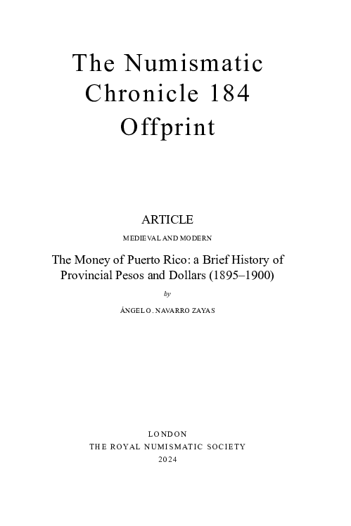 (PDF) The Money of Puerto Rico: a Brief History of Provincial Pesos ...