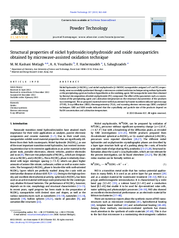 (PDF) Structural properties of nickel hydroxide/oxyhydroxide and oxide nanoparticles obtained by ...