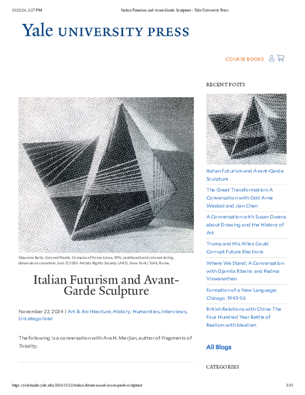 (PDF) Italian Futurism and Avant-Garde Sculpture
