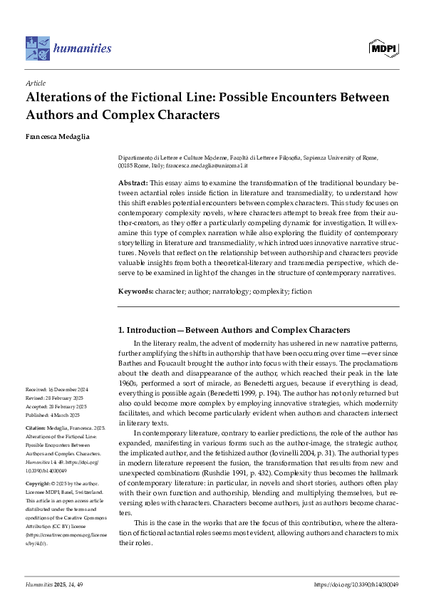 (PDF) Alterations of the Fictional Line: Possible Encounters Between ...