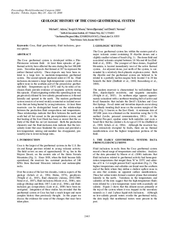(PDF) Geologic History of the Coso Geothermal System