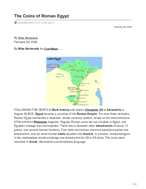(PDF) The Coins of Roman Egypt