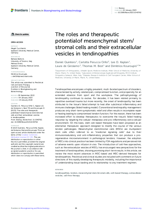 (PDF) The roles and therapeutic potentialof mesenchymal stem/stromal cells and their ...