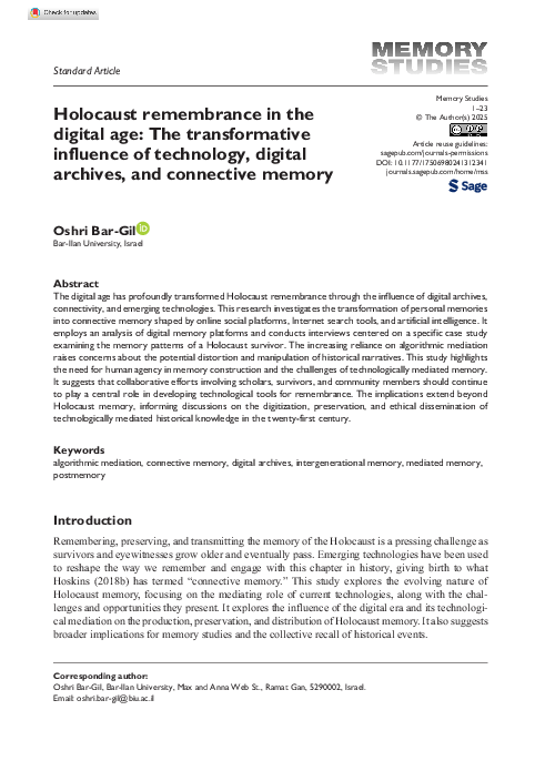 (PDF) Holocaust remembrance in the digital age: The transformative ...