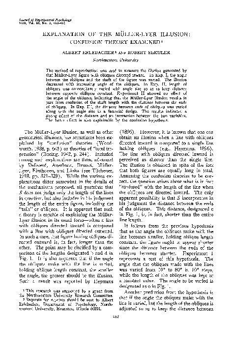(PDF) Explanation of the Muller-Lyer illusion: Confusion theory examined