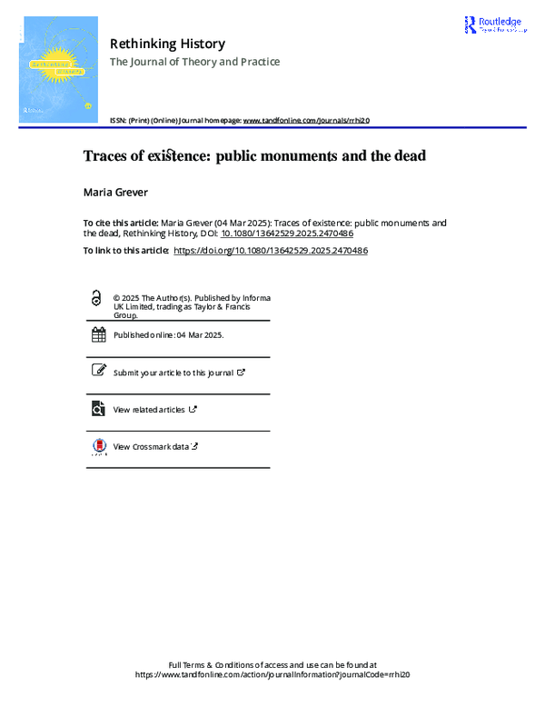 (PDF) Traces of existence: public monuments and the dead