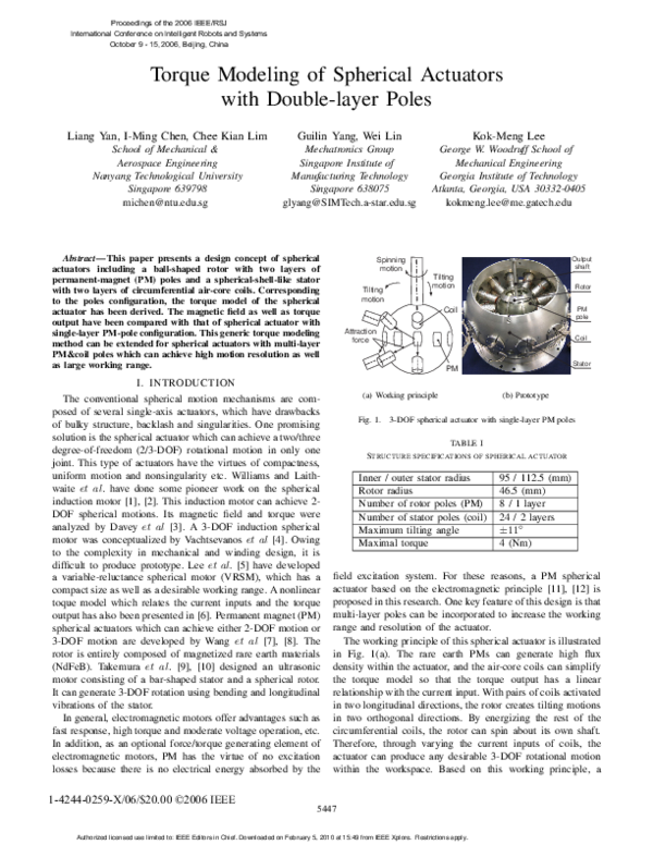 (PDF) Torque Modeling of spherical actuators with double-layer poles