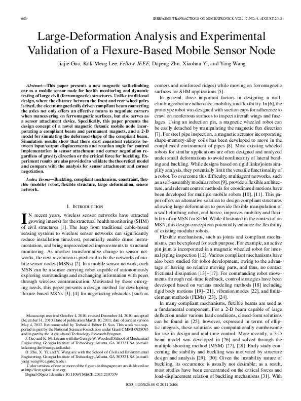(PDF) Large-Deformation Analysis and Experimental Validation of a Flexure-Based Mobile Sensor Node