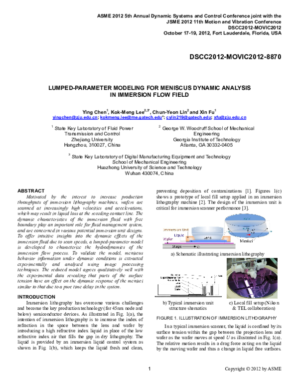 Lumped-Parameter Modeling for Meniscus Dynamic Analysis in Immersion Flow Field
