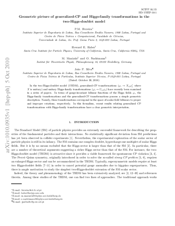 (PDF) The Geometric Picture of Generalized-CP and Higgs-Family Transformations in the Two-Higgs ...