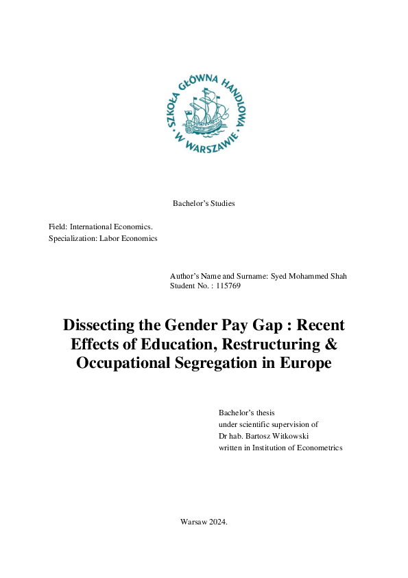 (PDF) Dissecting the Gender Pay Gap : Recent Effects of Education ...