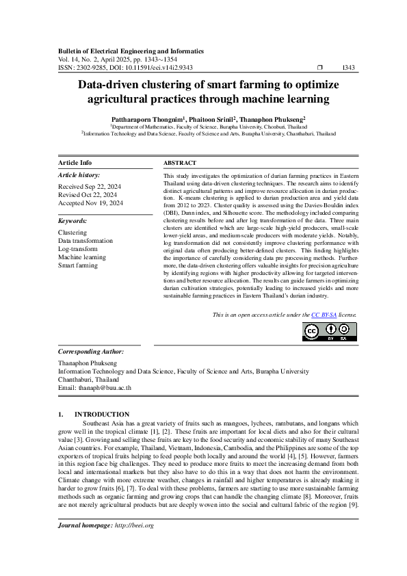 (PDF) Data-driven clustering of smart farming to optimize agricultural practices through machine ...