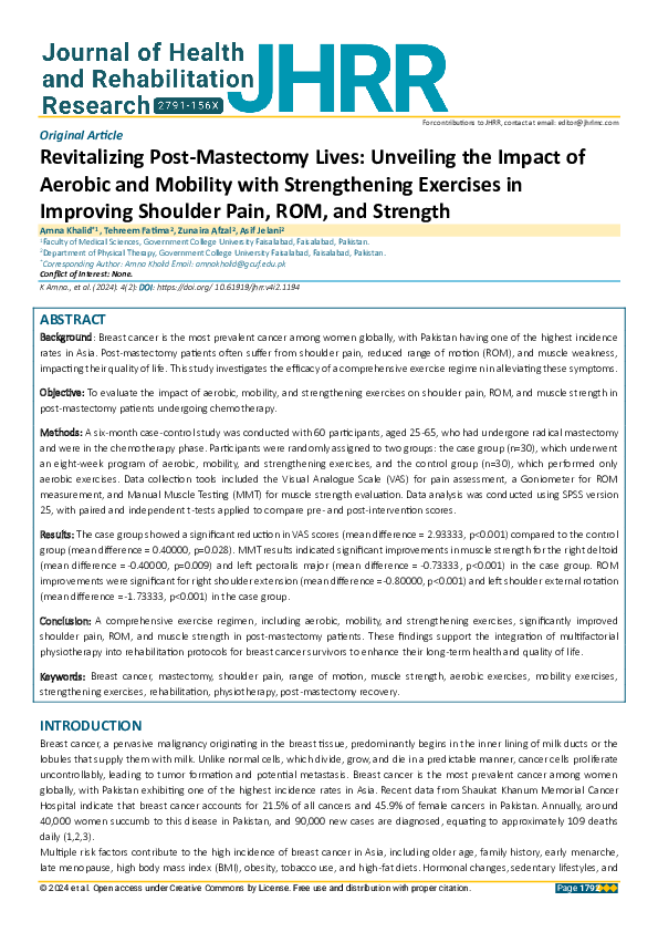 (PDF) Revitalizing Post-Mastectomy Lives: Unveiling the Impact of ...