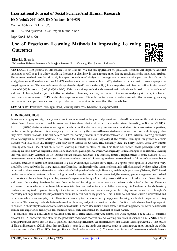 (PDF) Use of Practicum Learning Methods in Improving Learning Outcomes