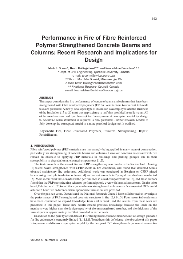 (PDF) Performance in Fire of Fibre Reinforced Polymer Strengthened ...