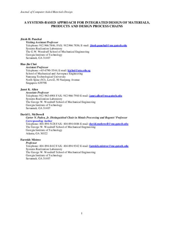 (PDF) A systems-based approach for integrated design of materials ...