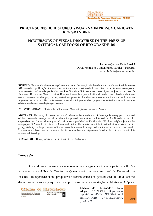 Precursores Do Discurso Visual Na Imprensa Caricata Rio-Grandina