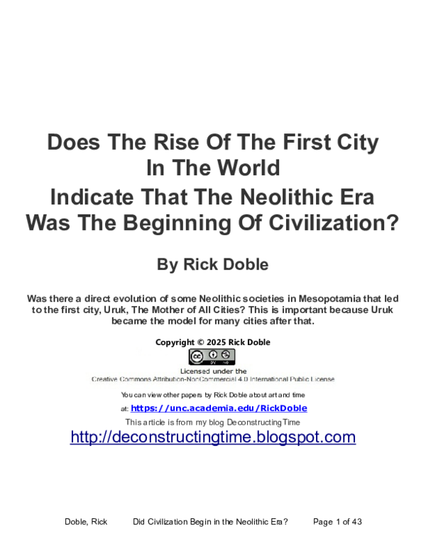 (PDF) Does The Rise Of The First City In The World Indicate That The ...