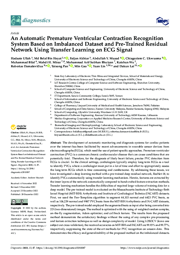 (PDF) An Automatic Premature Ventricular Contraction Recognition System Based on Imbalanced ...