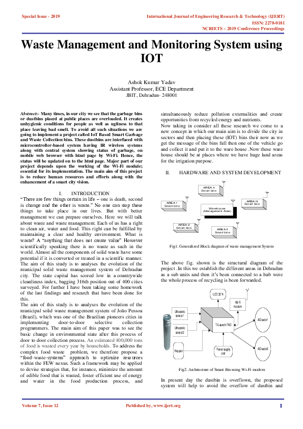 (PDF) Waste Management and Monitoring System using IOT