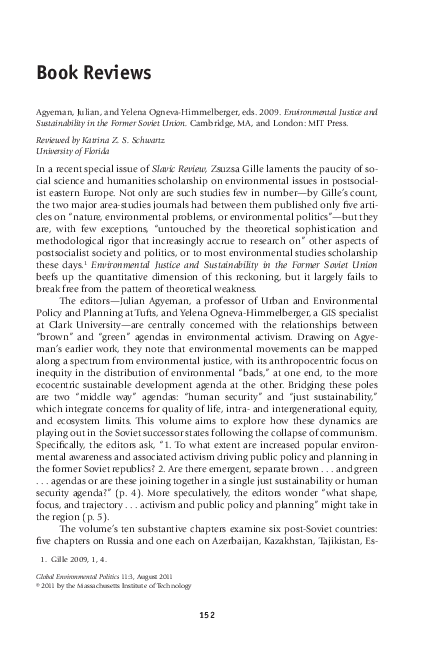 (PDF) Environmental Justice and Sustainability in the Former Soviet Union