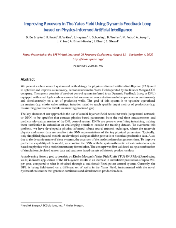 (PDF) Improving Recovery in the Yates Field Using Dynamic Feedback Loop ...