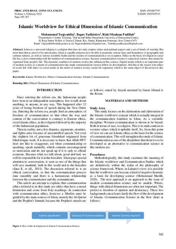 (PDF) Islamic Worldview for Ethical Dimension of Islamic Communication