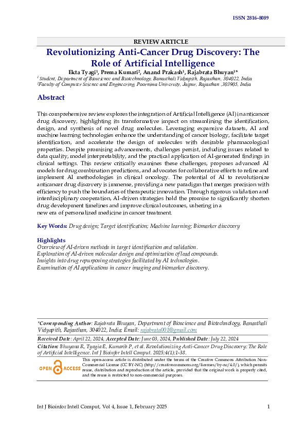 (PDF) Revolutionizing Anti-Cancer Drug Discovery: The Role of ...