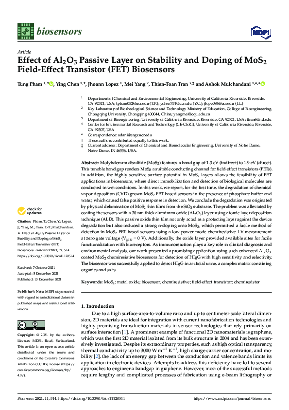 (PDF) Effect of Al2O3 Passive Layer on Stability and Doping of MoS2 ...
